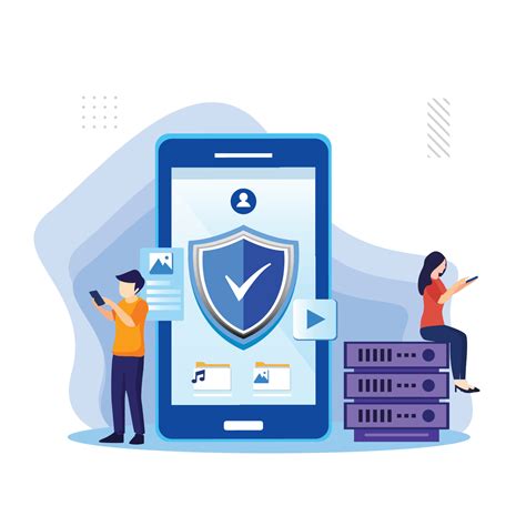 Data Security Concept People Work On Screen Protecting Data And Files