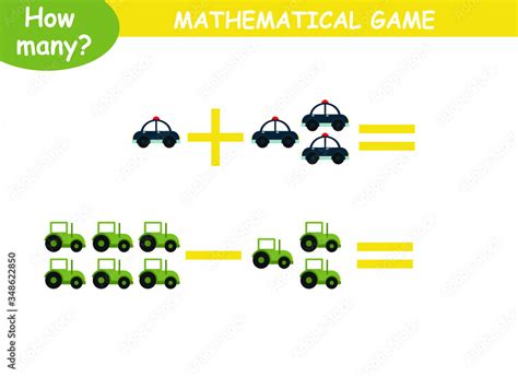 Examples Of Addition And Subtraction With Cars Educational Page With Examples Of Addition And Subtraction With Cars Educational Page With