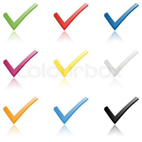 Collection Of Colored Check Marks With Stock Vector Colourbox