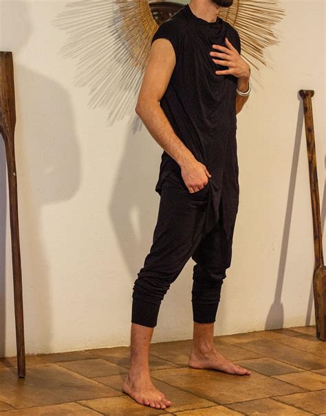 Handmade Jogger Style Drop Pants In Black Cotton Etsy