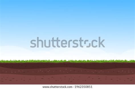Soil Layers Green Grass High Blue Stock Vector Royalty Free Shutterstock