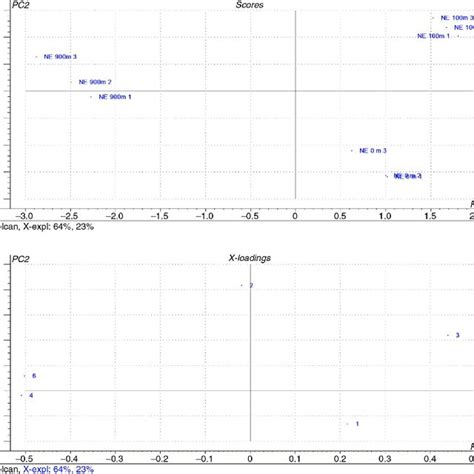 bi plot a scores and b loadings of the principal component analysis