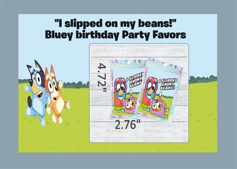 Bluey Party Favors I Slipped On My Beans Bluey Birthday Ritas Beans Bluey Etsy