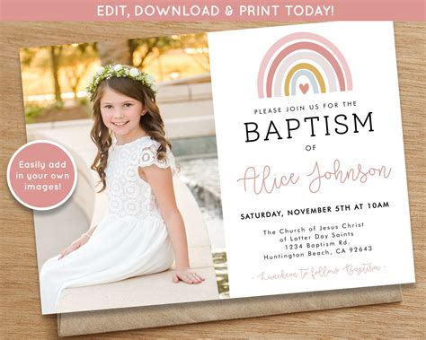 Lds Baptism Invitations Girl At Robert Guajardo Blog