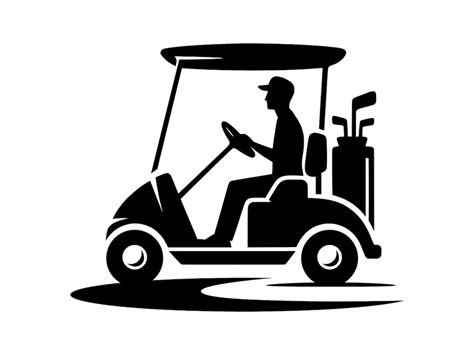 Golf Cart Svg Man Driving Golf Buggy Golfing Sport Silhouette Clip