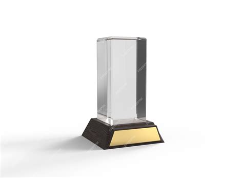 Rectangular Glass Trophy Mockup Isolated Glass Trophy 3d Rendering
