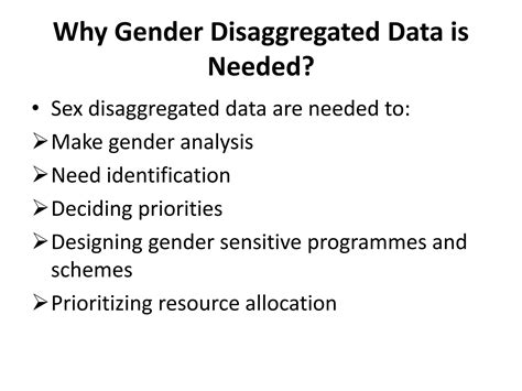 Gender Indicators And Sex Disaggregated Data Ppt