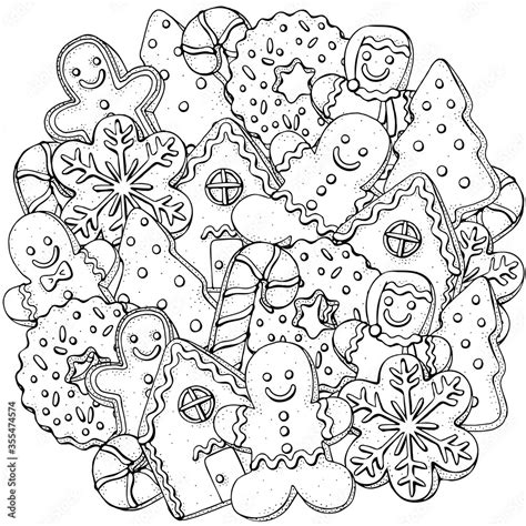 Christmas Gingerbread Cookies Holiday Baking Circle Pattern With