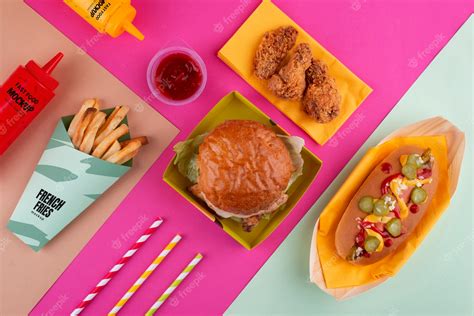 패스트 푸드 포장 모형 디자인 프리미엄 Psd 파일
