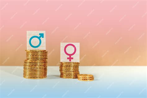 Premium Photo Male And Female Symbols On Piles Of Coins Gender Pay