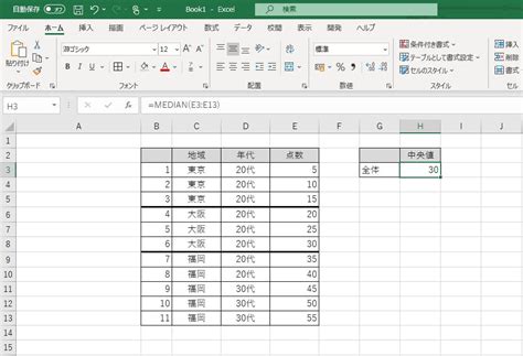 Excelで複数条件の中央値を求める方法【median関数】