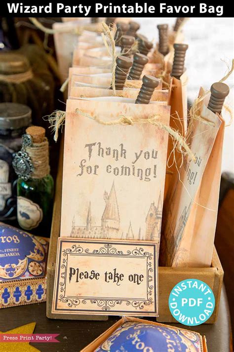 Harry Potter Party Favor Bags Printable Wizard Party Loot Bags