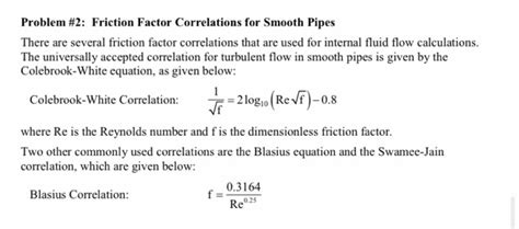 Problem 2 Friction Factor Correlations For Smooth