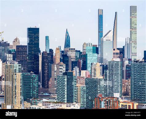 New York City Skyline From Newtown Creek In Queens At The Border
