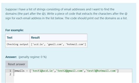 Solved Suppose I have a list of strings consisting of email | Chegg.com