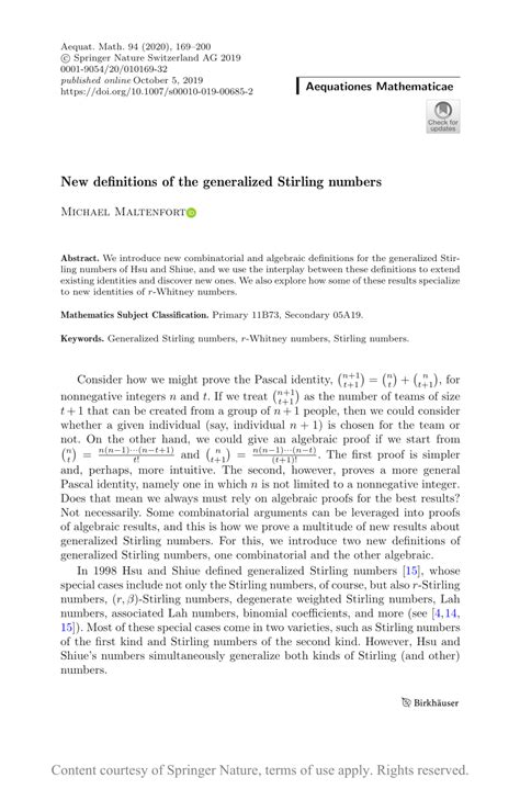 New Definitions Of The Generalized Stirling Numbers Request Pdf