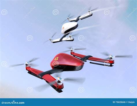 Racing Drones Chasing In The Sky Stock Illustration Illustration Of