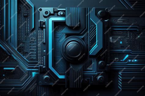 Premium Ai Image Close Up Of Computer Motherboard With Blue Light On It Generative Ai