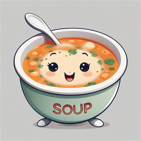 Soup Cartoon Illustration Very Cute Premium Ai Generated Image