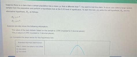 solved suppose there is a daim that a certain population has
