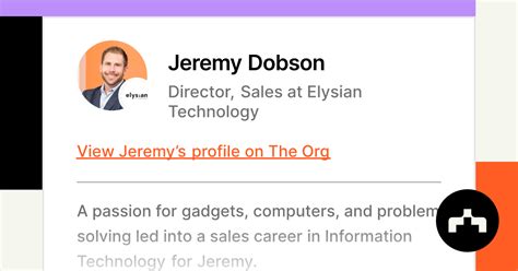 Jeremy Dobson Director Sales At Elysian Technology The Org