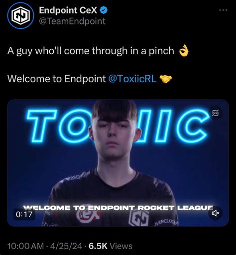 Toxic Joins Team Endpoint Rrocketleagueesports