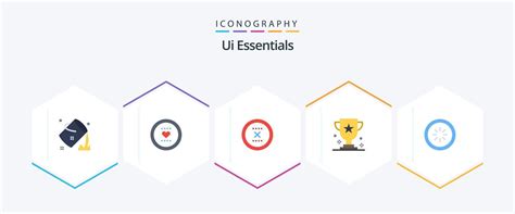Ui Essentials 25 Flat Icon Pack Including Game Award Love Interface Close 19679542 Vector