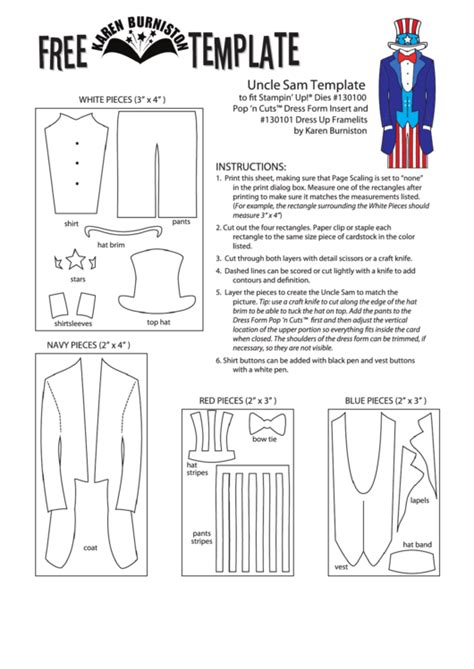 Uncle Sam Template Full Set Printable Pdf Download