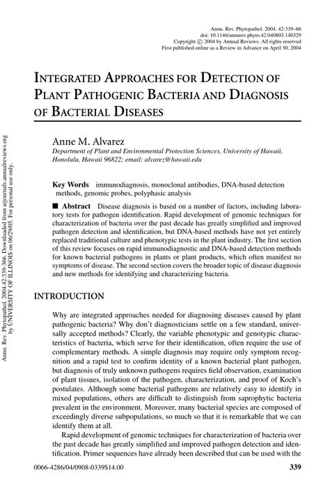 Pdf Integrated Approaches For Detection Of Plant Pathogenic Bacteria
