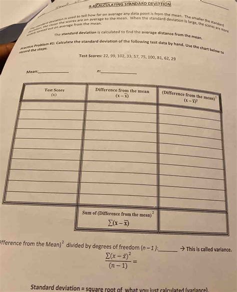 Solved 94 Calculating Standard Deviation He Sandard Deviation Is