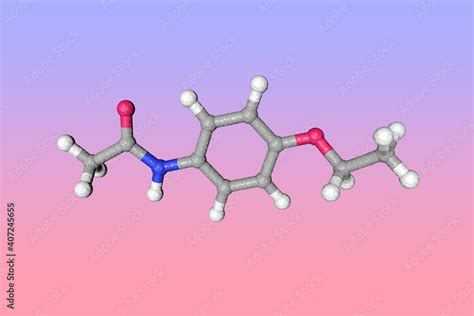 Molecular Structure Of Phenacetin Atoms Are Represented As Spheres
