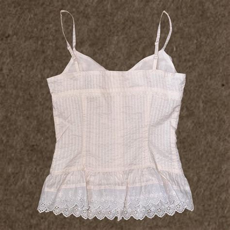 Vintage Japanese Coquette Cotton Cami Top With Pearl Depop