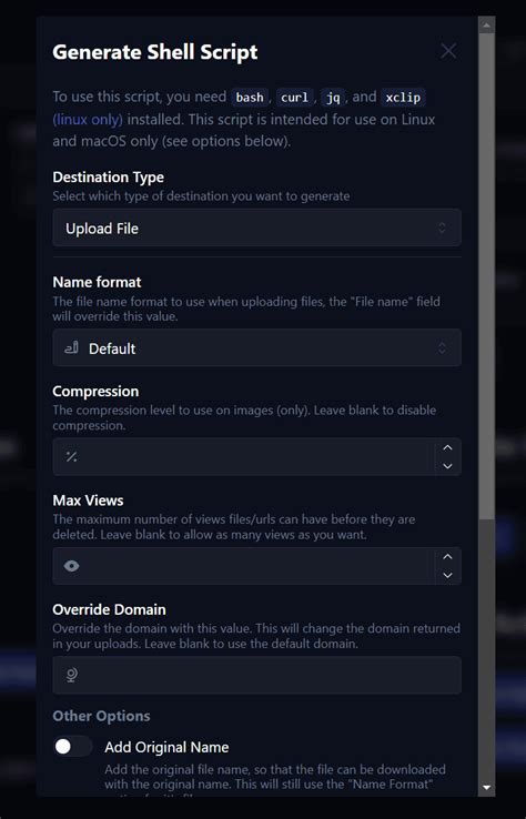 Shell Script Docs Zipline