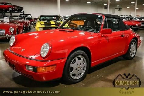 1991 Porsche 911 Cabriolet Red Convertible 36l H6 82154 Miles For Sale