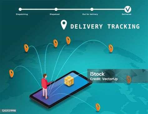 스마트 폰 사용자 남자 마커 지도 지구에 상자와 글로벌 추적 시스템 배달 서비스 온라인 아이소메트릭 디자인 Gps 네비게이션 스마트 물류 및 운송 개념 벡터 절연 일러스트