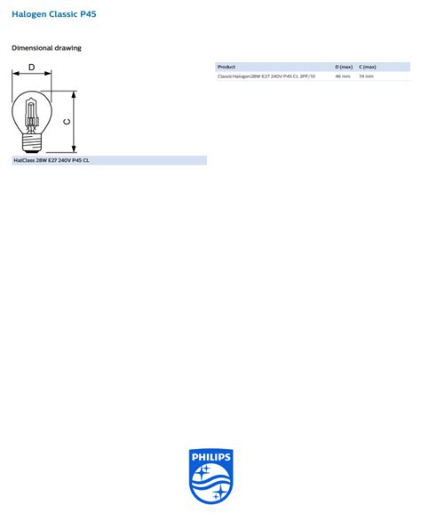 Philips Eco Classic Halogen P45 28w 240v Ping Pong E27 Bulb