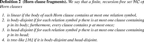 Refers To The Following Fragments Of Recursion Free Horn Clauses