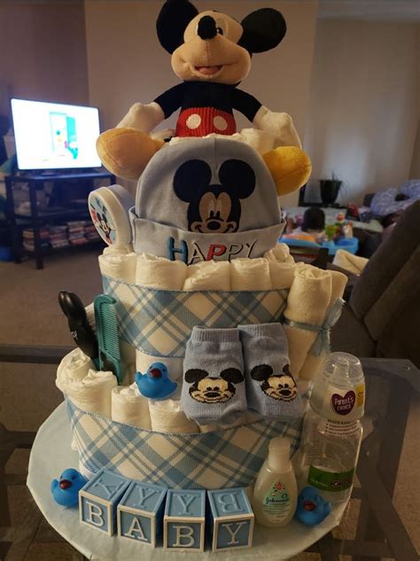 Mickey Mouse Diaper Cake With Members Mark Diapers