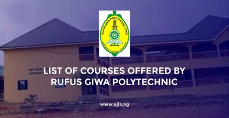 List of Courses Offered by Rufus Giwa Polytechnic - AJLS
