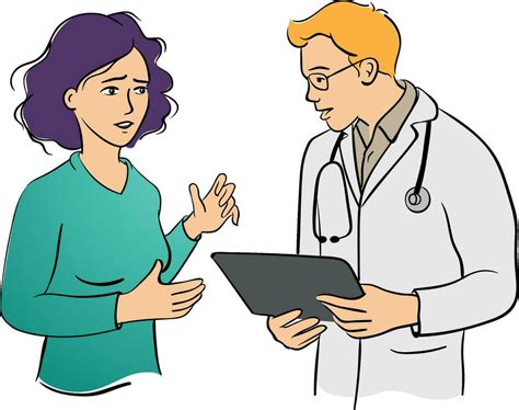 Female Patient Male Doctor Talking Vector 27792717 Vector Art At Vecteezy