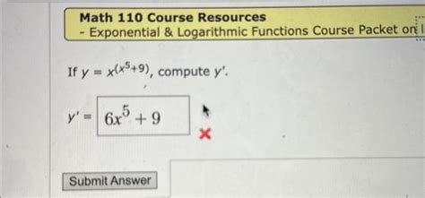Solved Math 110 Course Resources Exponential And