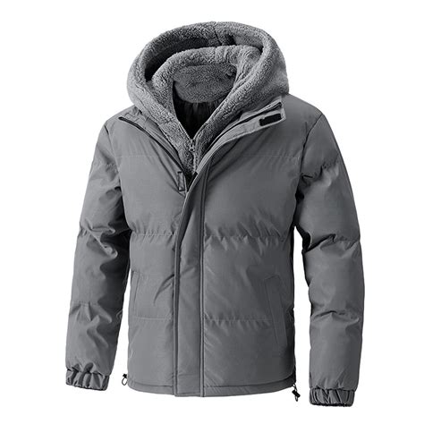 Oammyan Mens Warm Winter Puffer Coat Mens Layered Look Winter Jacket