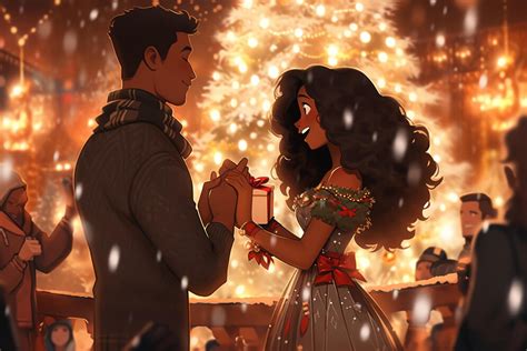 Premium Photo Romantic Cartoon Proposal Whimsical Scene Of Love And Commitment