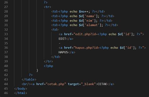 tugas pemrograman web database mysql lanjutan membuat crud dan print