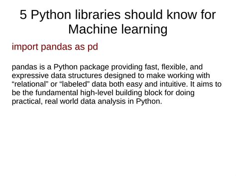 Five Python Libraries Should Know For Machine Learning Odp