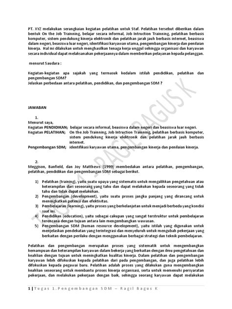 Tugas 1 Pengembangan Sdm Ragil Bagus K Pdf