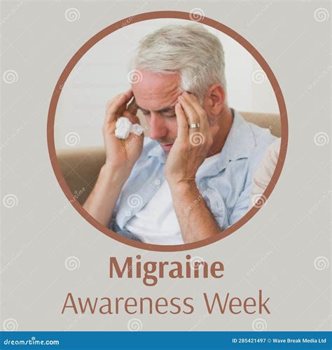 Migraine Awareness Week Text In Brown With Senior Caucasian Man Holding