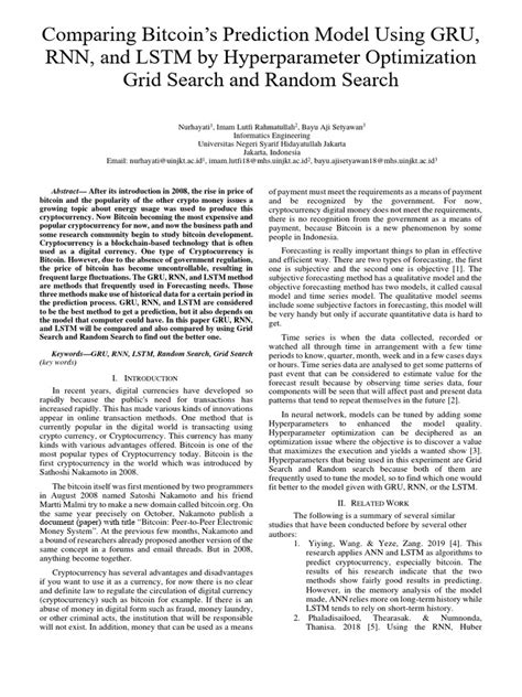Comparing Bitcoins Prediction Model Using Gru Rnn And Lstm By
