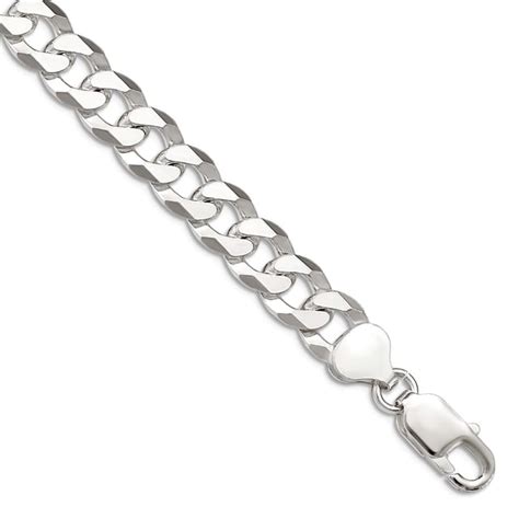 925 Sterling Silver Solid Polished 85mm Beveled Curb Chain Bracelet 7