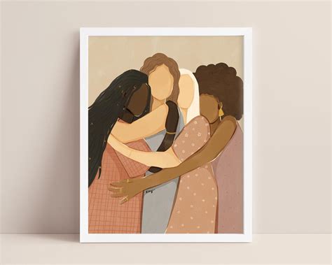 Group Hug Art Print Diverse Women Female Empowerment Etsy